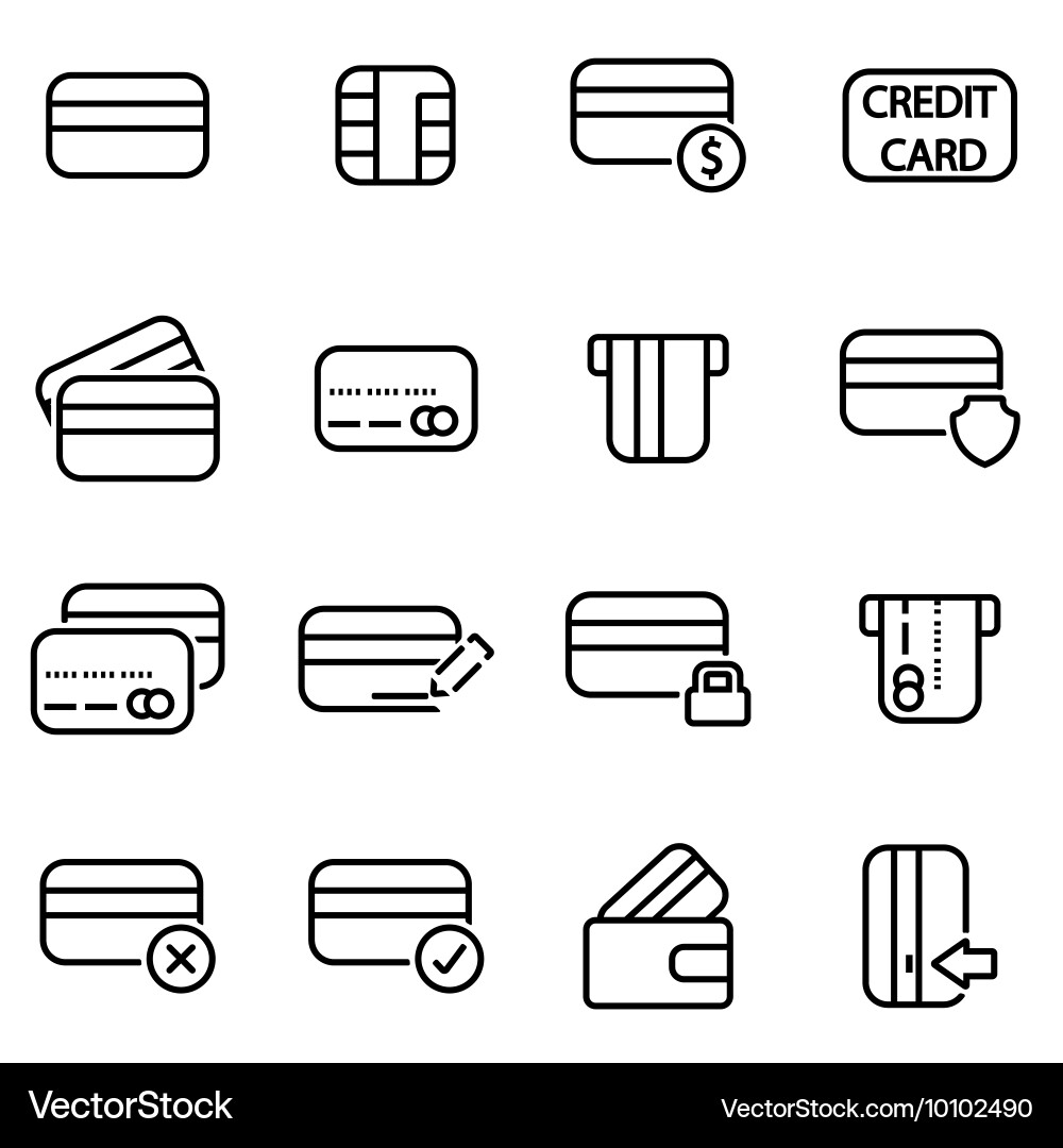Line credit card icon set Royalty Free Vector Image