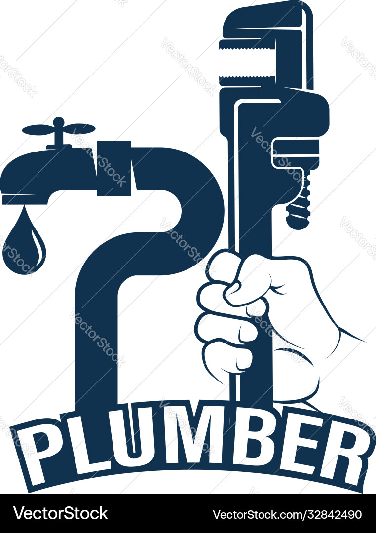 Plumbing tool in hand symbol Royalty Free Vector Image
