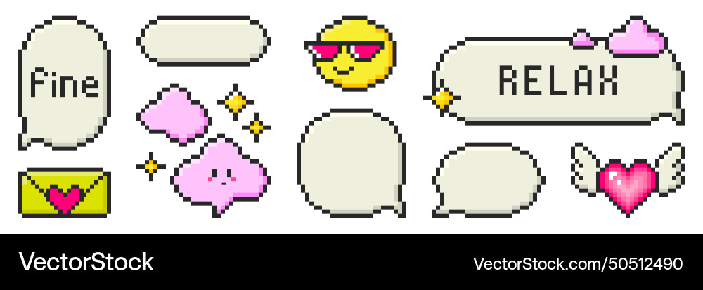 Retro game pixel element and dialogue box Vector Image