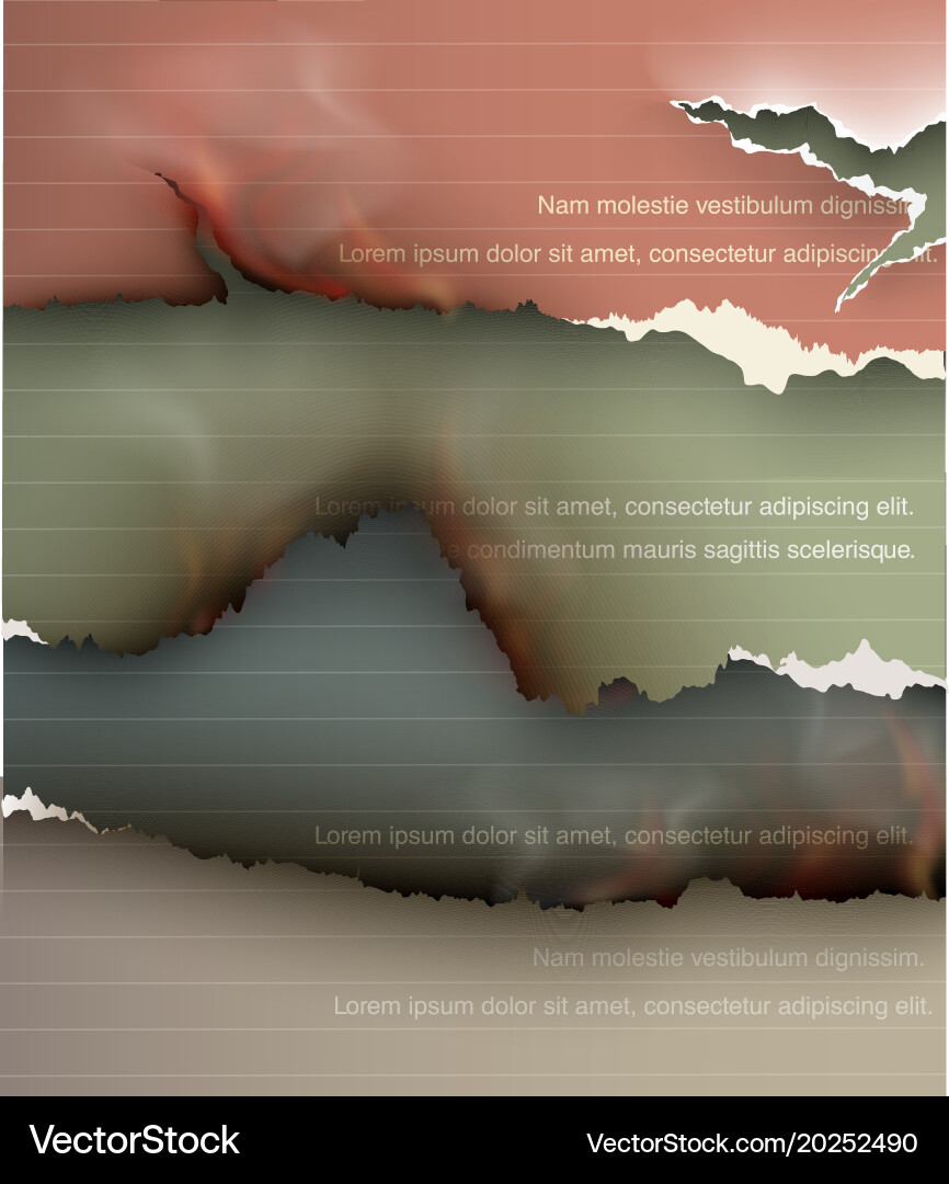 Set burning templates torn paper with fire Vector Image