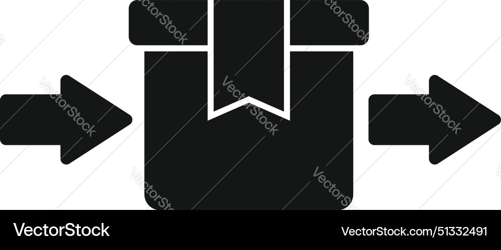 Black shipping box icon with arrows Royalty Free Vector