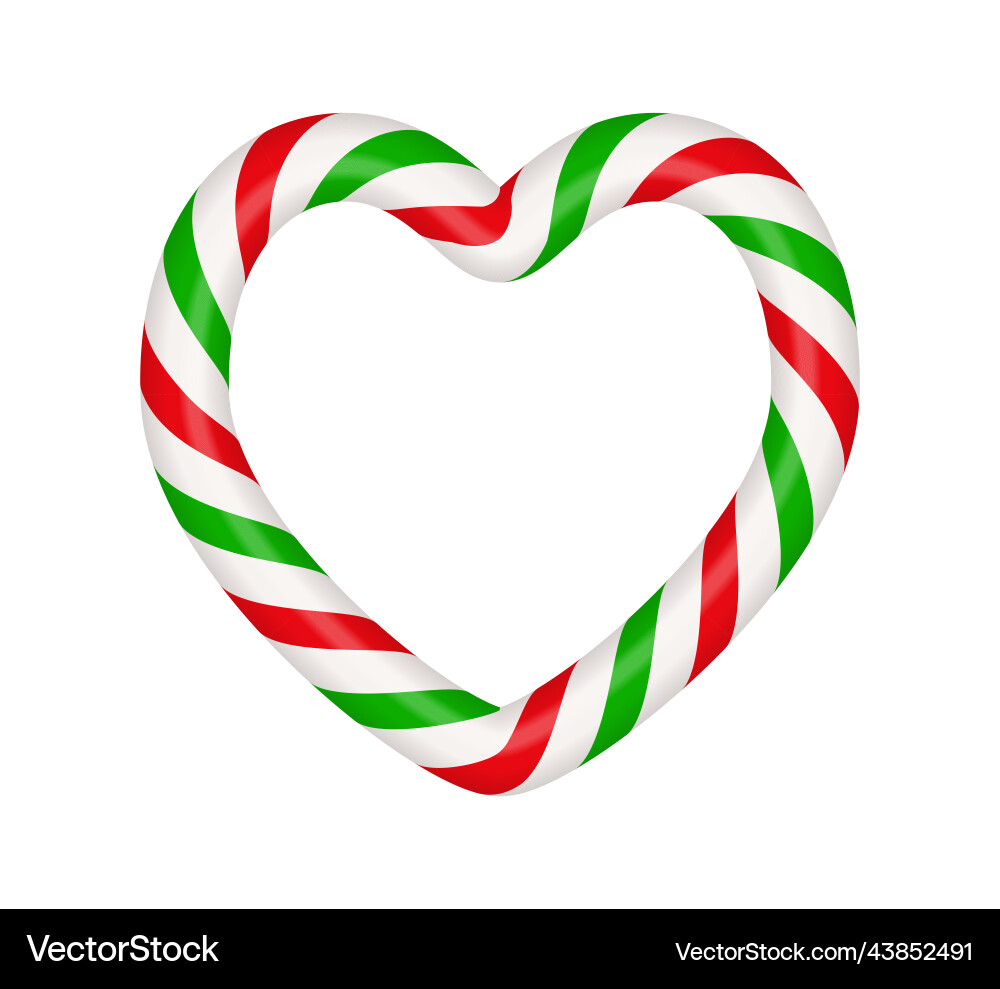 Christmas candy cane heart frame with red Vector Image