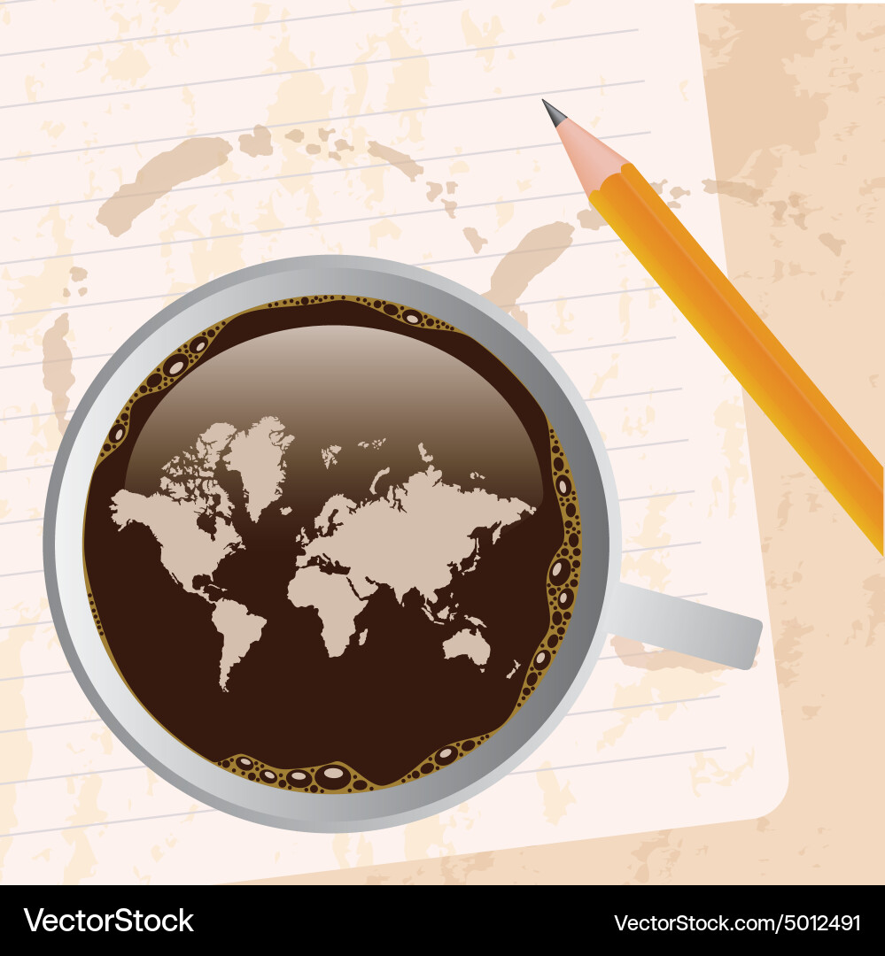 Coffee with map Royalty Free Vector Image - VectorStock