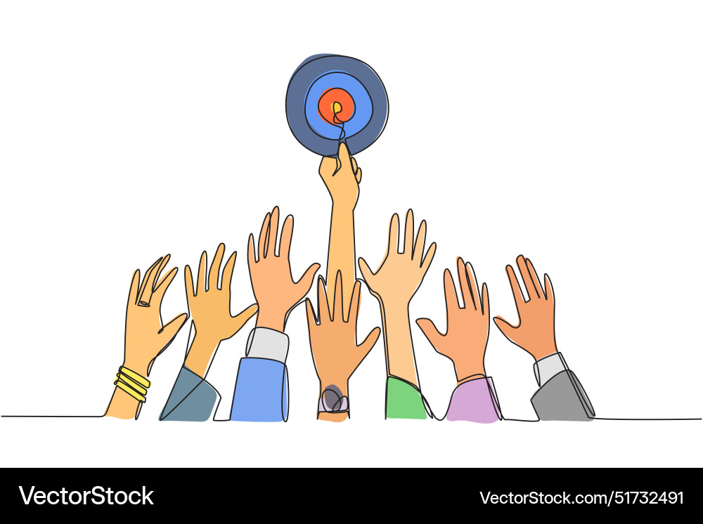 Continuous one line drawing hands fighting over Vector Image