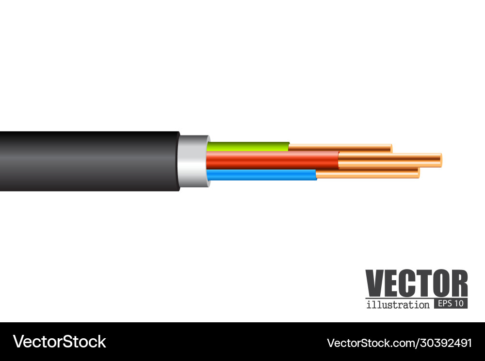 Electric cable isolated on white Royalty Free Vector Image