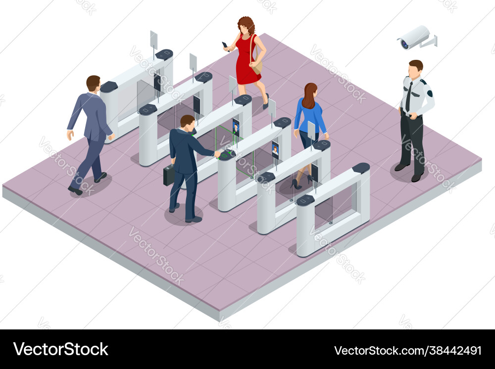 Isometric turnstile access control equipment Vector Image