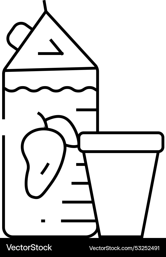 Juice mango line icon Royalty Free Vector Image