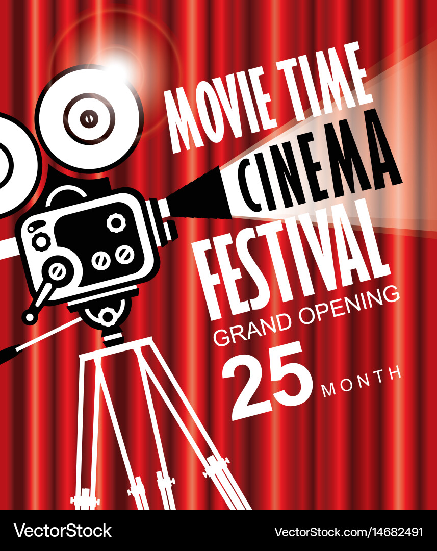 Movie time background with old fashioned camera Vector Image