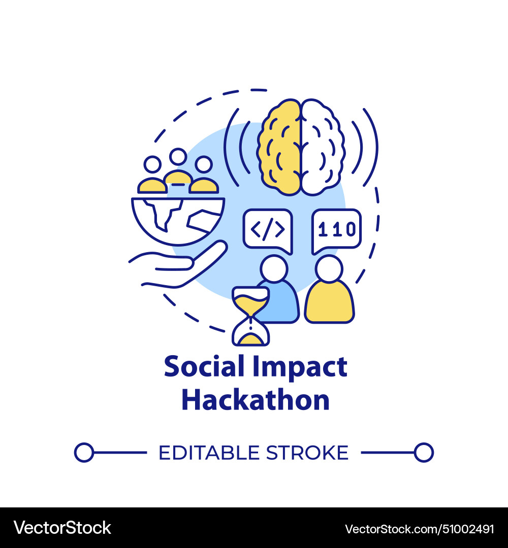 Social impact hackathon multi color concept icon Vector Image