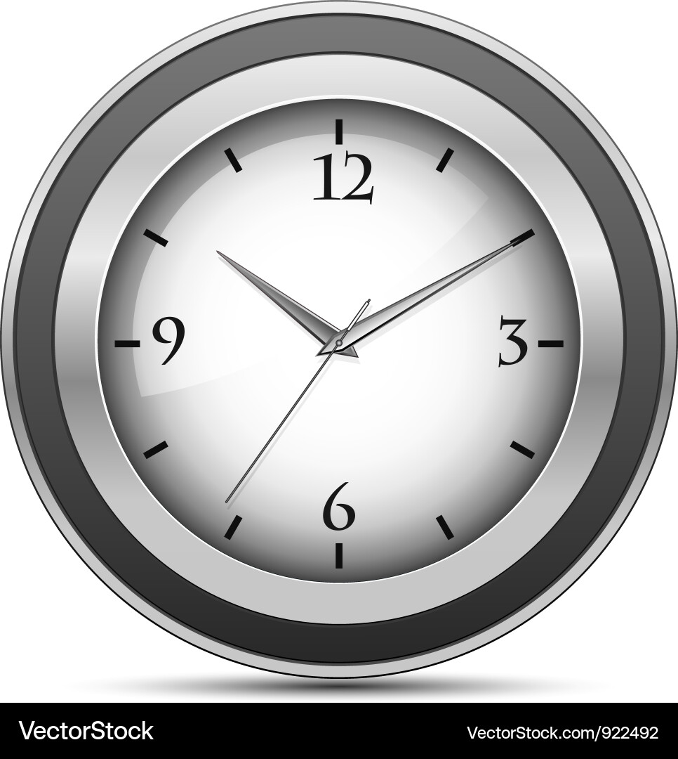 Chrome office clock Royalty Free Vector Image - VectorStock