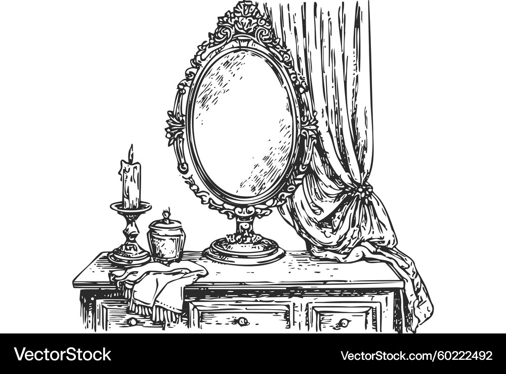 Elegant Antique Dressing Table Royalty Free Vector Image