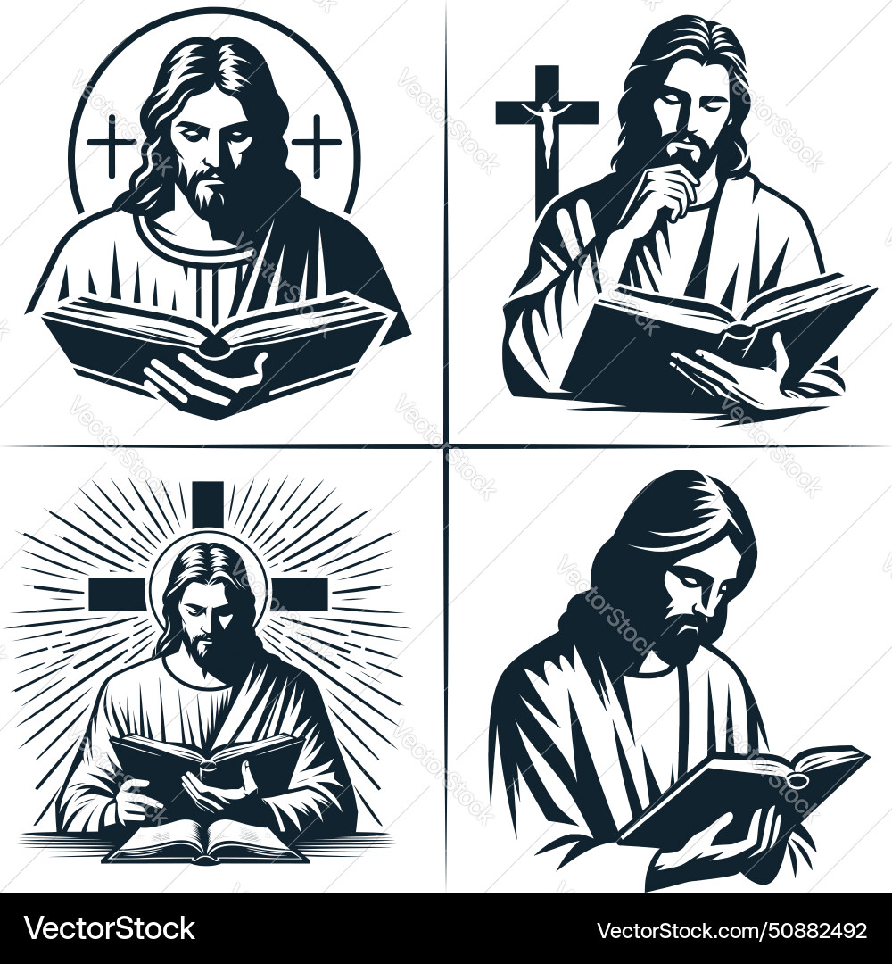 Jesus christ cross jesus praying Royalty Free Vector Image