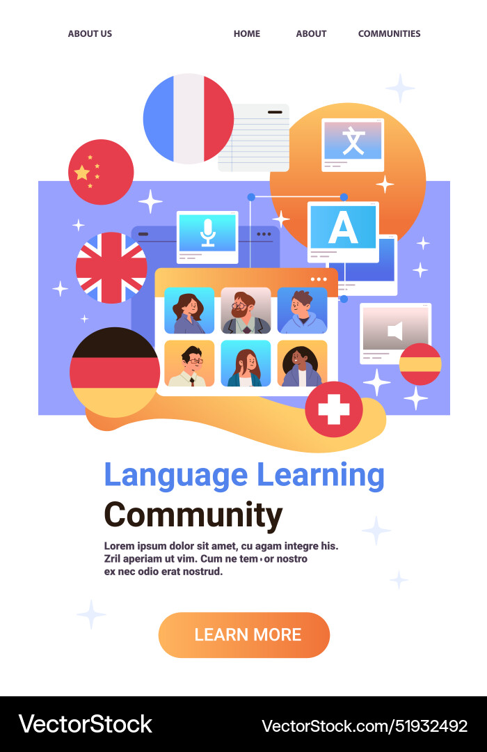 Language learning community online communication Vector Image