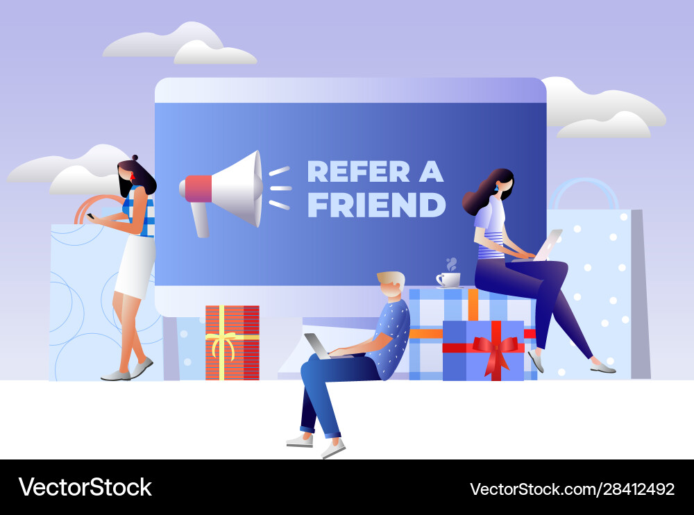 Refer a friend concept Royalty Free Vector Image