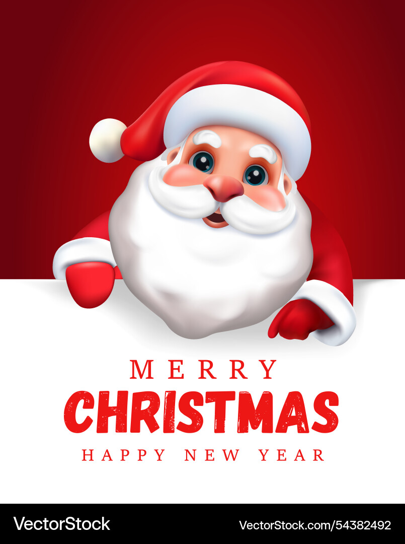 Santa claus 3d with vertical blank sign Royalty Free Vector