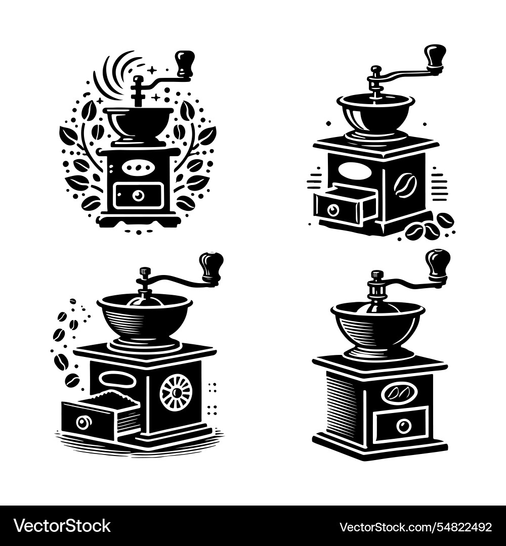 Stylish vintage coffee grinder silhouette Vector Image