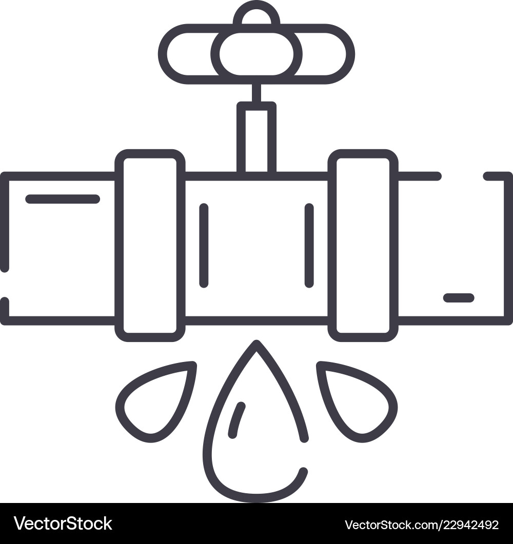 Water pipes line icon concept Royalty Free Vector Image