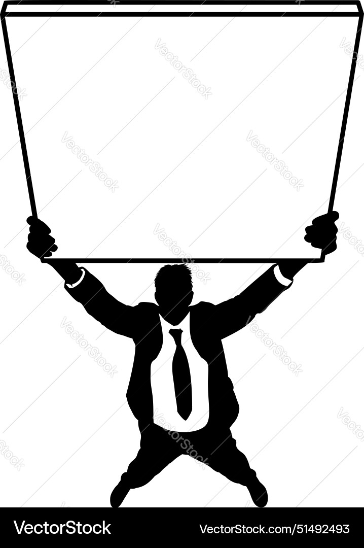Business man holding sign silhouette Royalty Free Vector