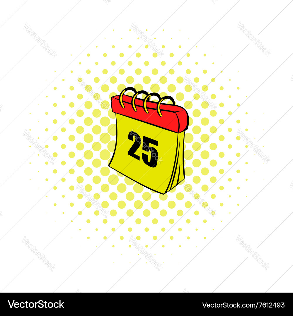 Calendar 25 number comics icon Royalty Free Vector Image