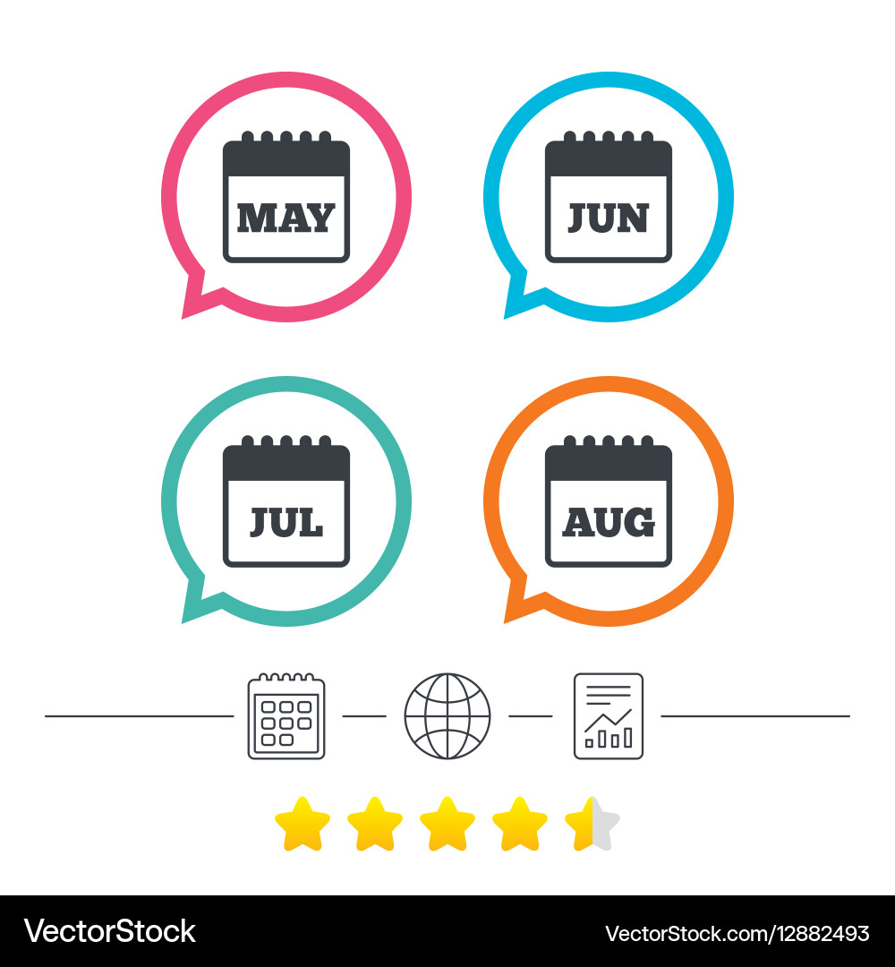 Calendar may june july and august Royalty Free Vector Image