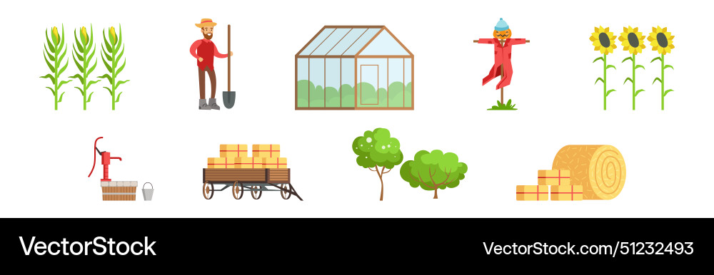 Farm and ranch rural object with greenhouse Vector Image