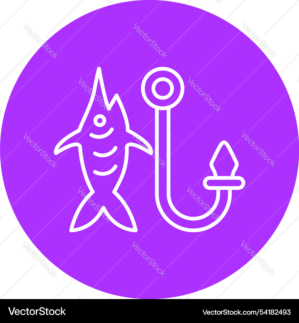 Fishhook line circle icon Royalty Free Vector Image