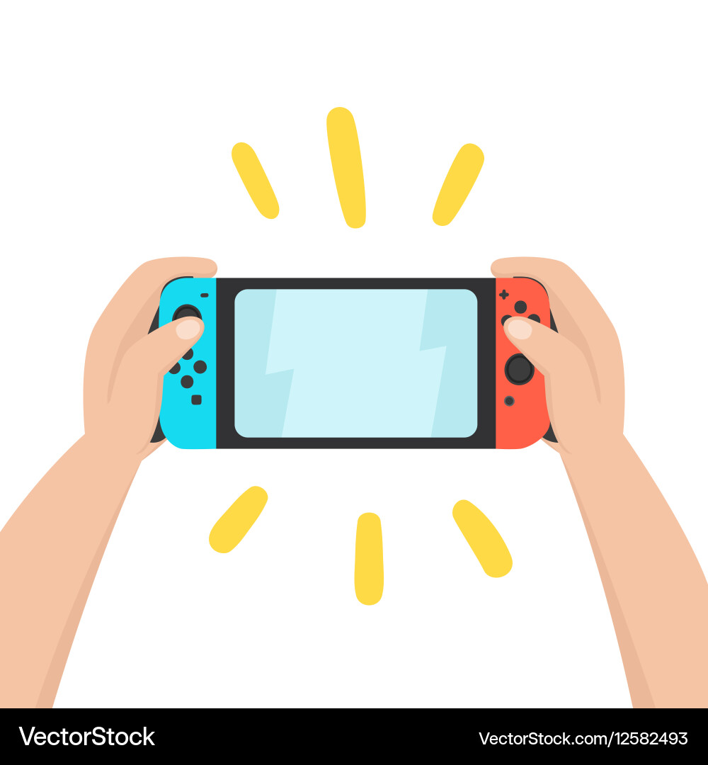 Hands holding portable console Royalty Free Vector Image