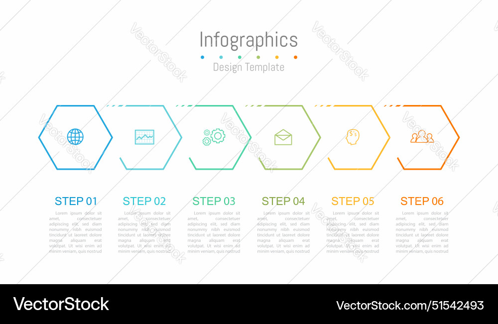 Infographic 6 options design elements Royalty Free Vector