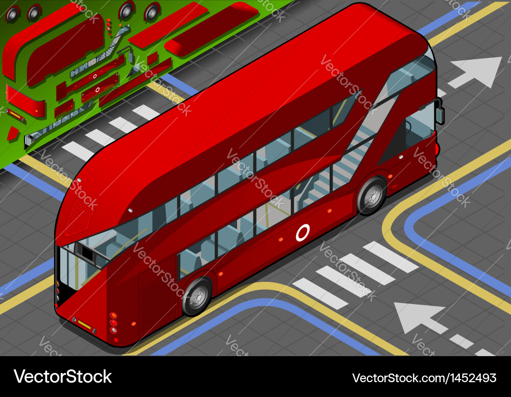 Isometric double decker bus in rear view Vector Image