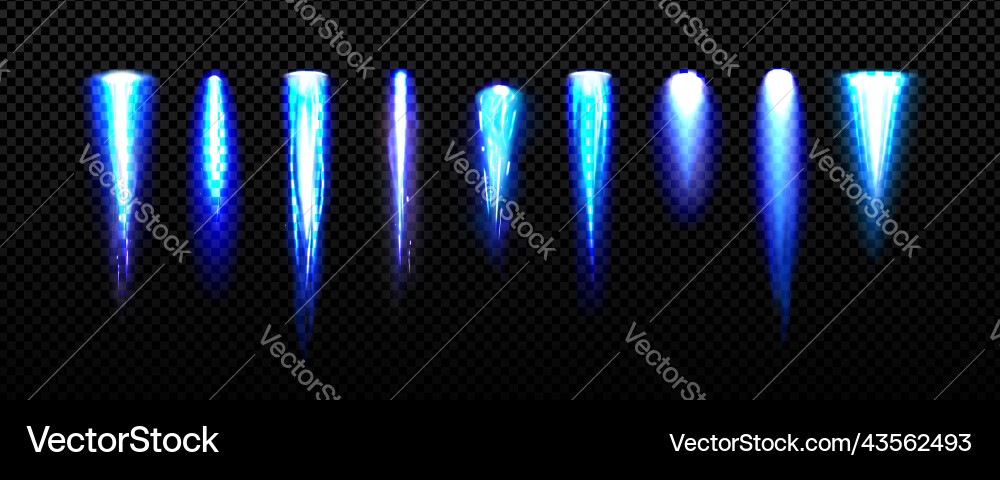 Jetpack light blue fire flames of space rocket Vector Image