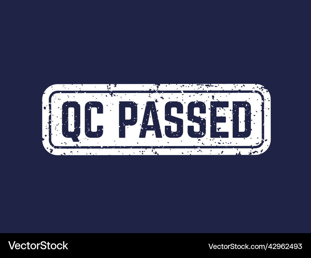 Qc passed stamp with texture Royalty Free Vector Image