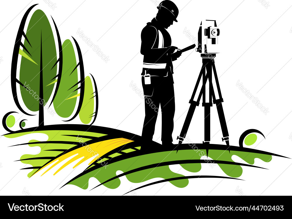 Surveyor with Geodetic Instrument Royalty Free Vector Image