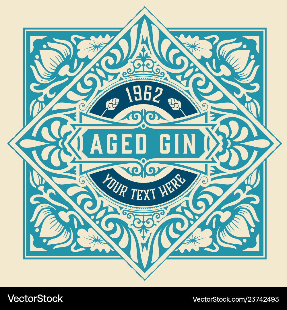Vintage gin label layered Royalty Free Vector Image