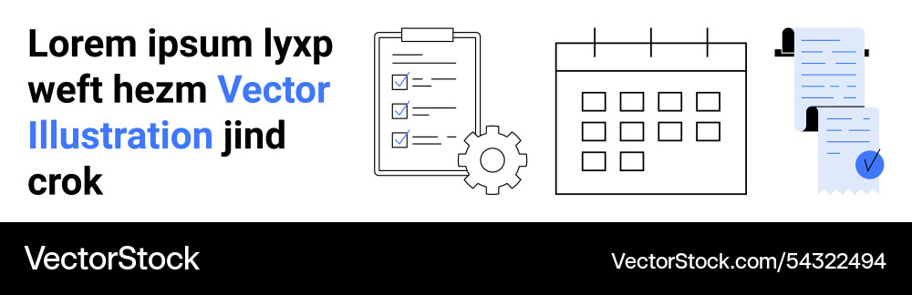 Calendar checklist and documents with gear icon Vector Image