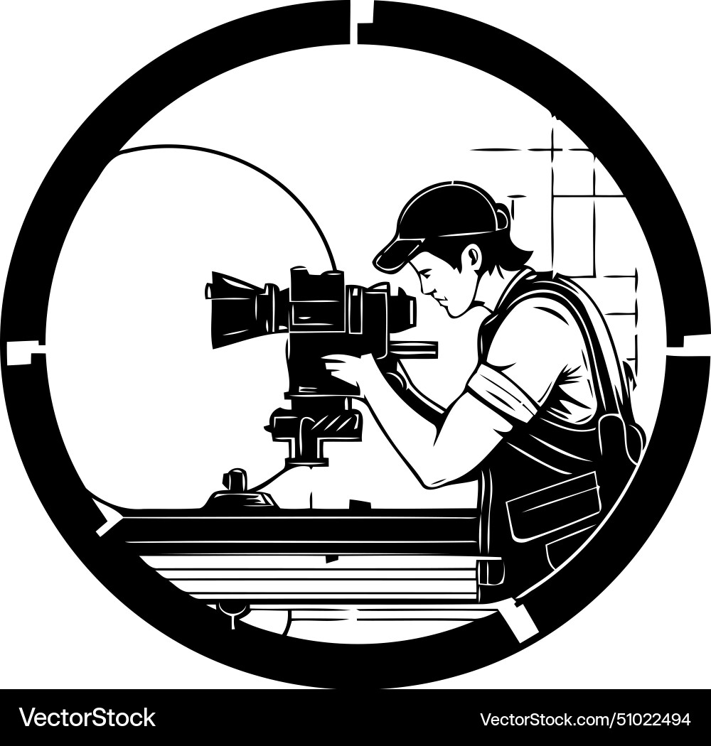 Carpenter at work of a cnc machine Royalty Free Vector Image