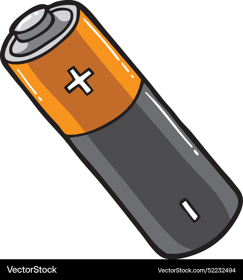 Cartoon orange black double aa battery Royalty Free Vector