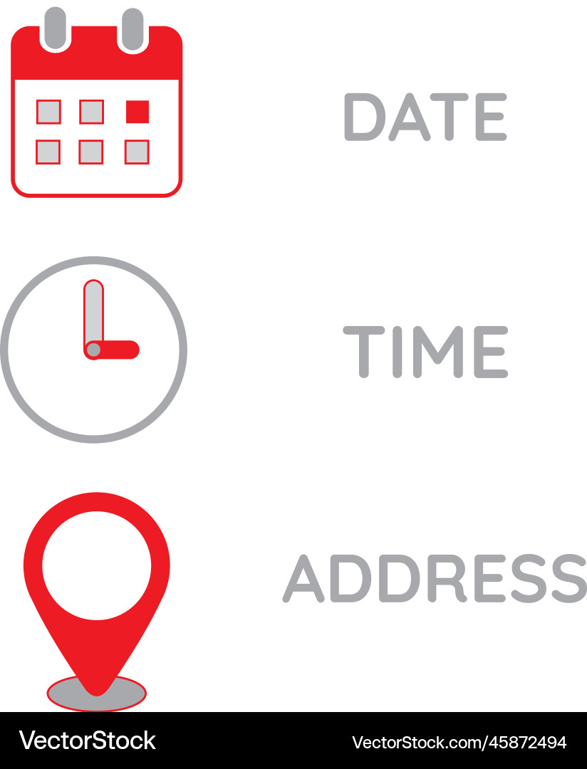 Date & Location Icons Royalty Free Vector Image