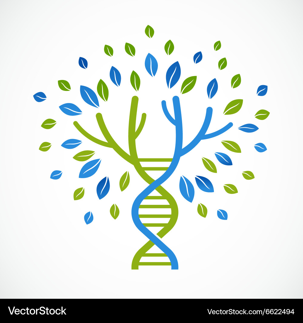 Dna genetic icon - tree with green leaves Vector Image