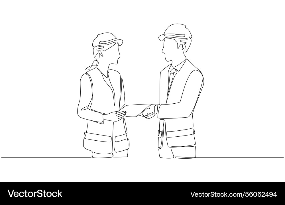 Female engineer handshaking with project manager Vector Image