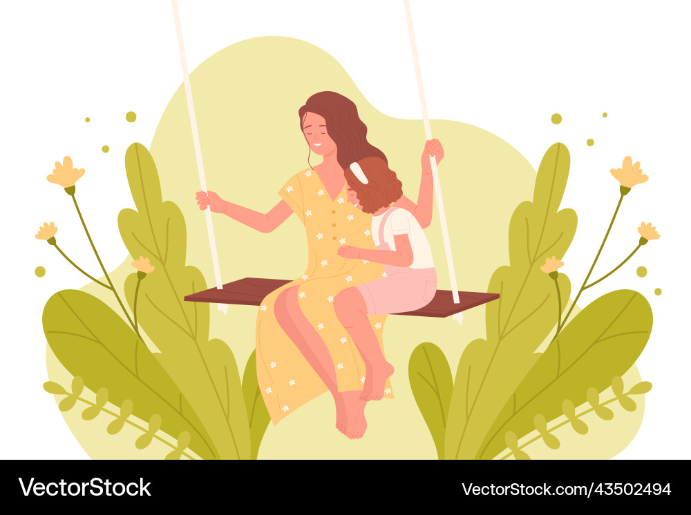 Mother and Daughter Swing Hug Royalty Free Vector Image