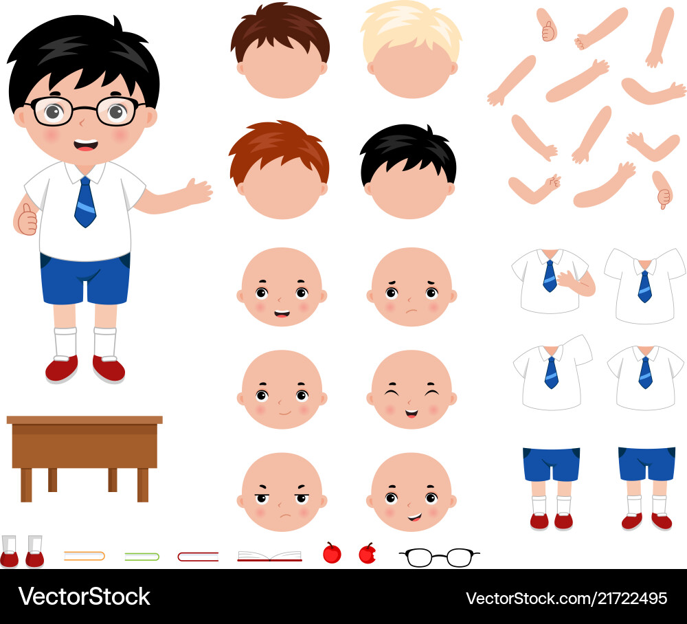 Adorable little school boy character constructor Vector Image