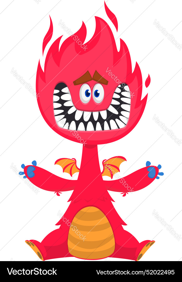 Cartoon happy monster with funny face expression Vector Image