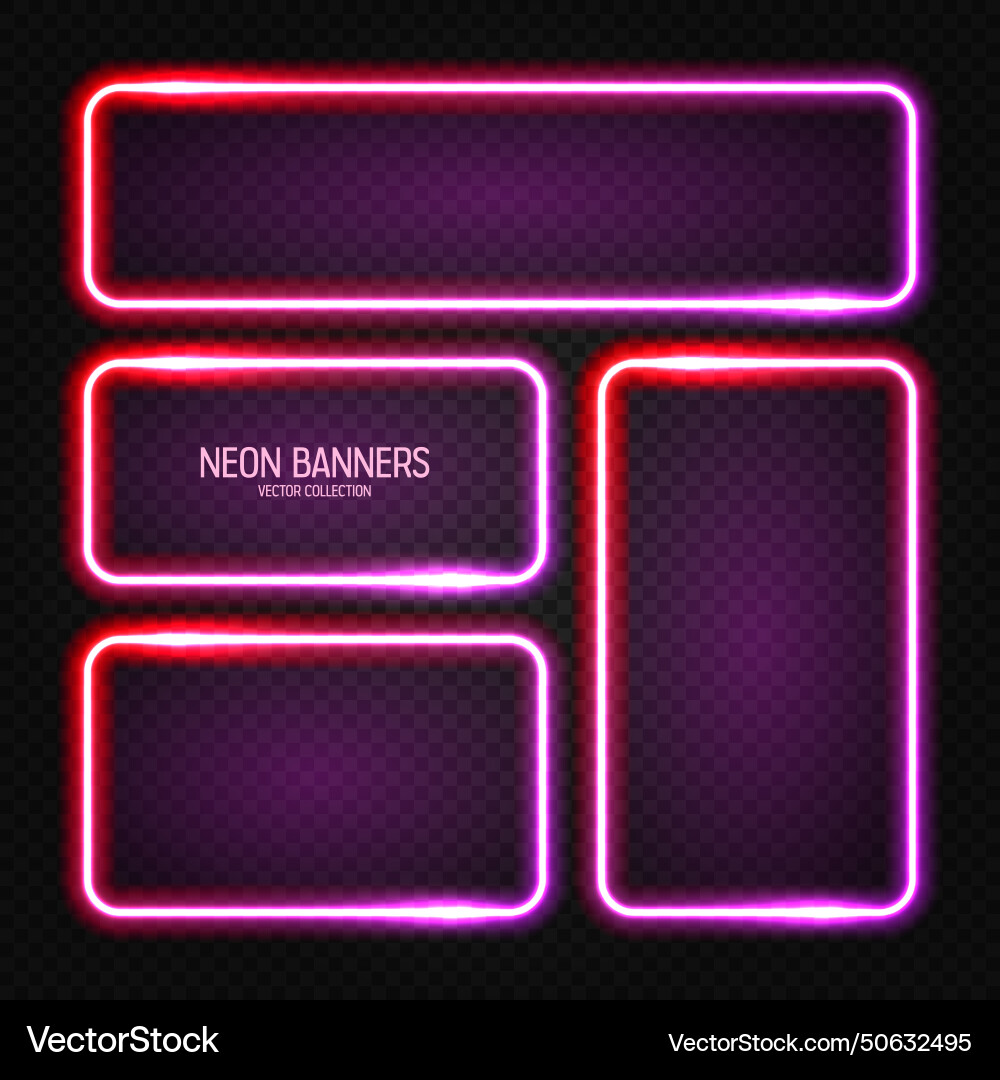 Glowing Neon Banners Illuminated Colorful Square Vector Image