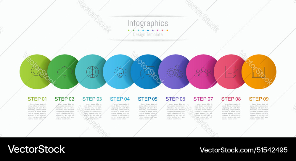 Infographic 9 options design elements Royalty Free Vector