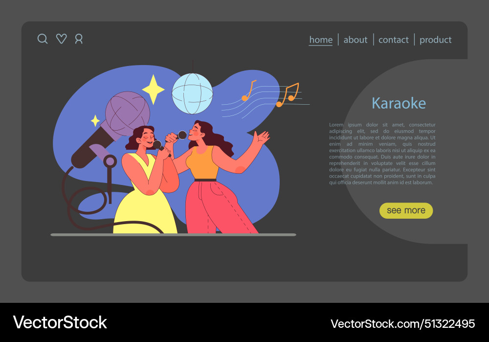 Karaoke concept duo joyfully singing Royalty Free Vector
