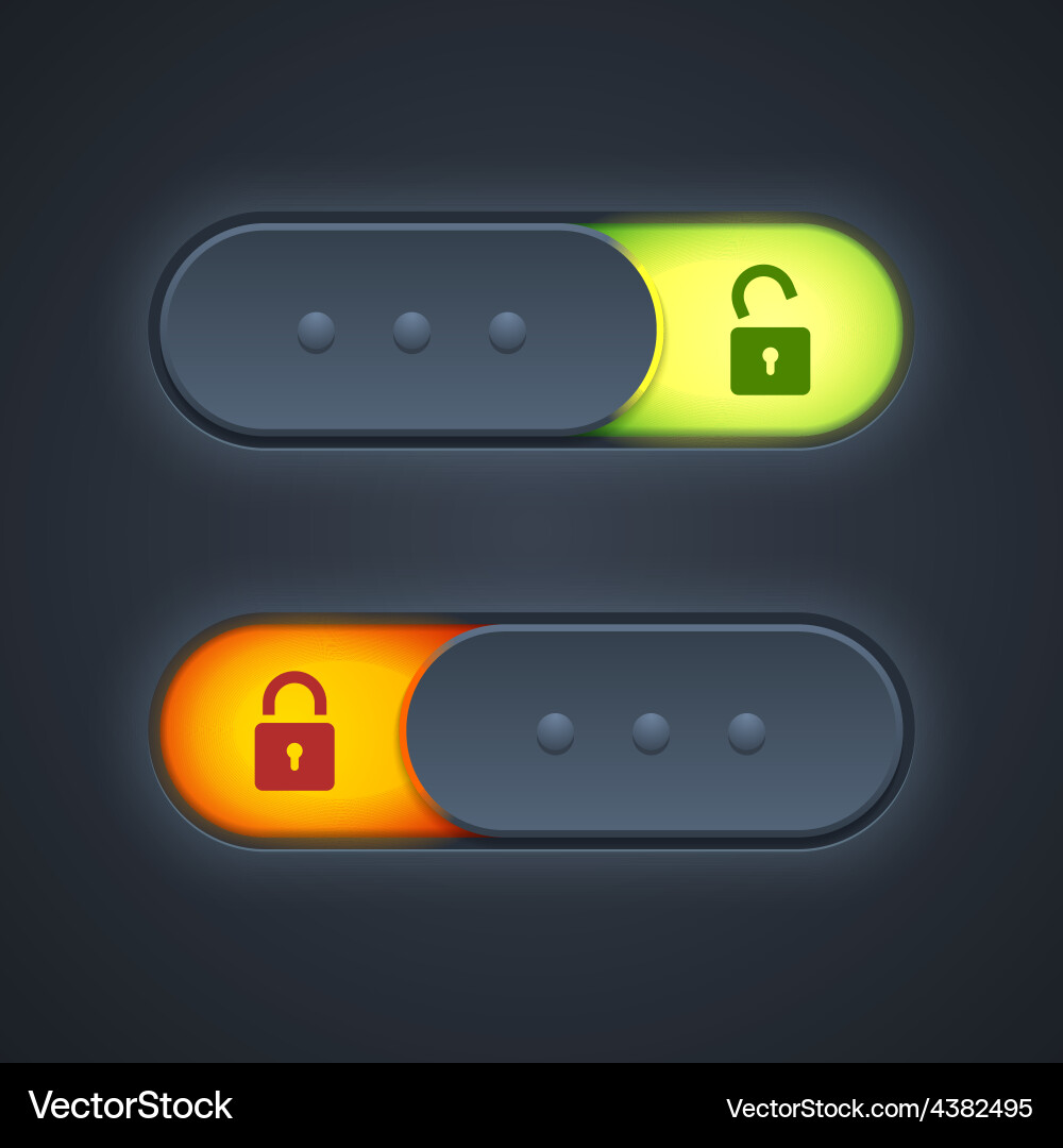 Lock or unlock switcher in 3d style with backlight