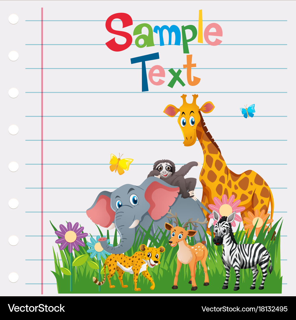 Paper template with wild animals Royalty Free Vector Image