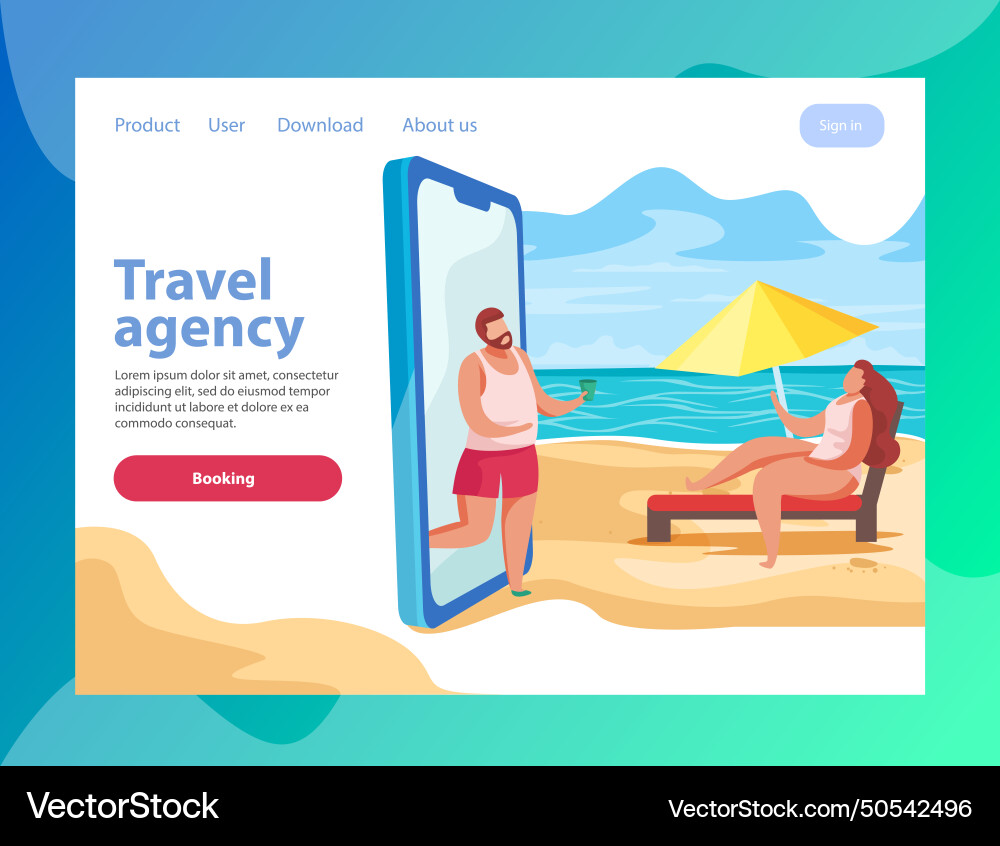 Beach relaxation travel website Royalty Free Vector Image
