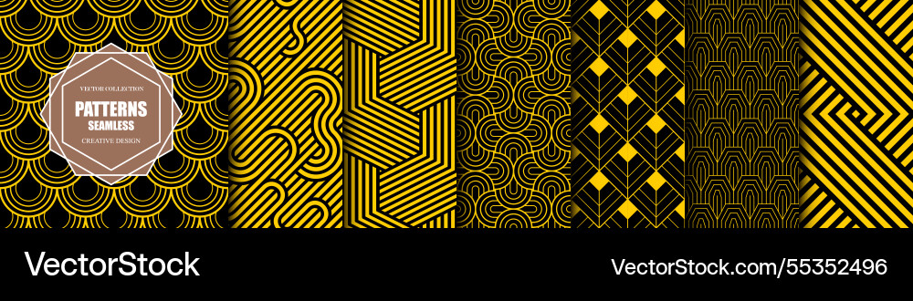 Collection of seamless bright decorative geometric