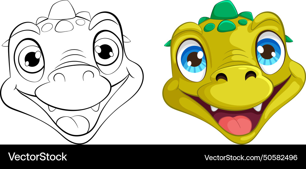 Colorful happy dinosaur face with a playful – Royalty-Free Vector ...
